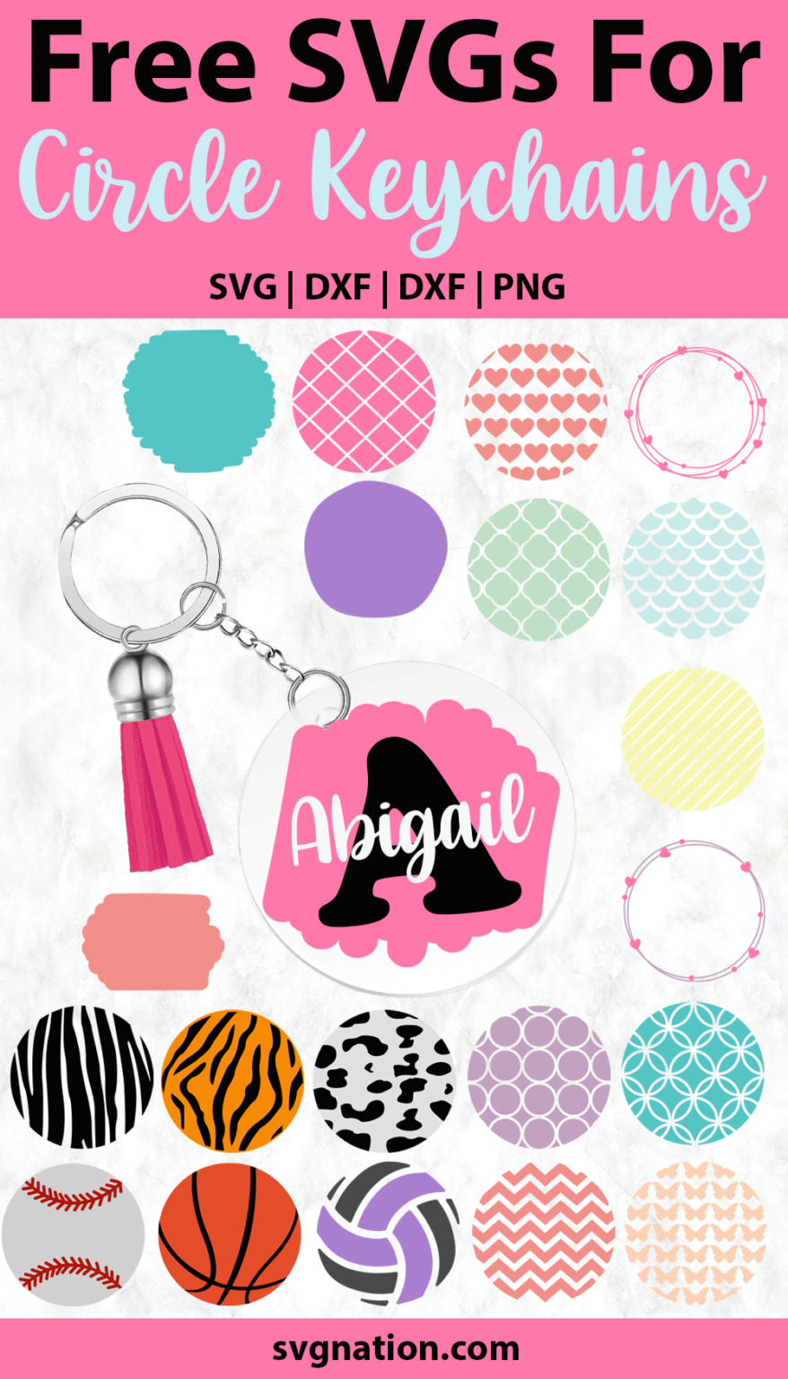 Round Acrylic Keychain Patterns - Free SVG Files