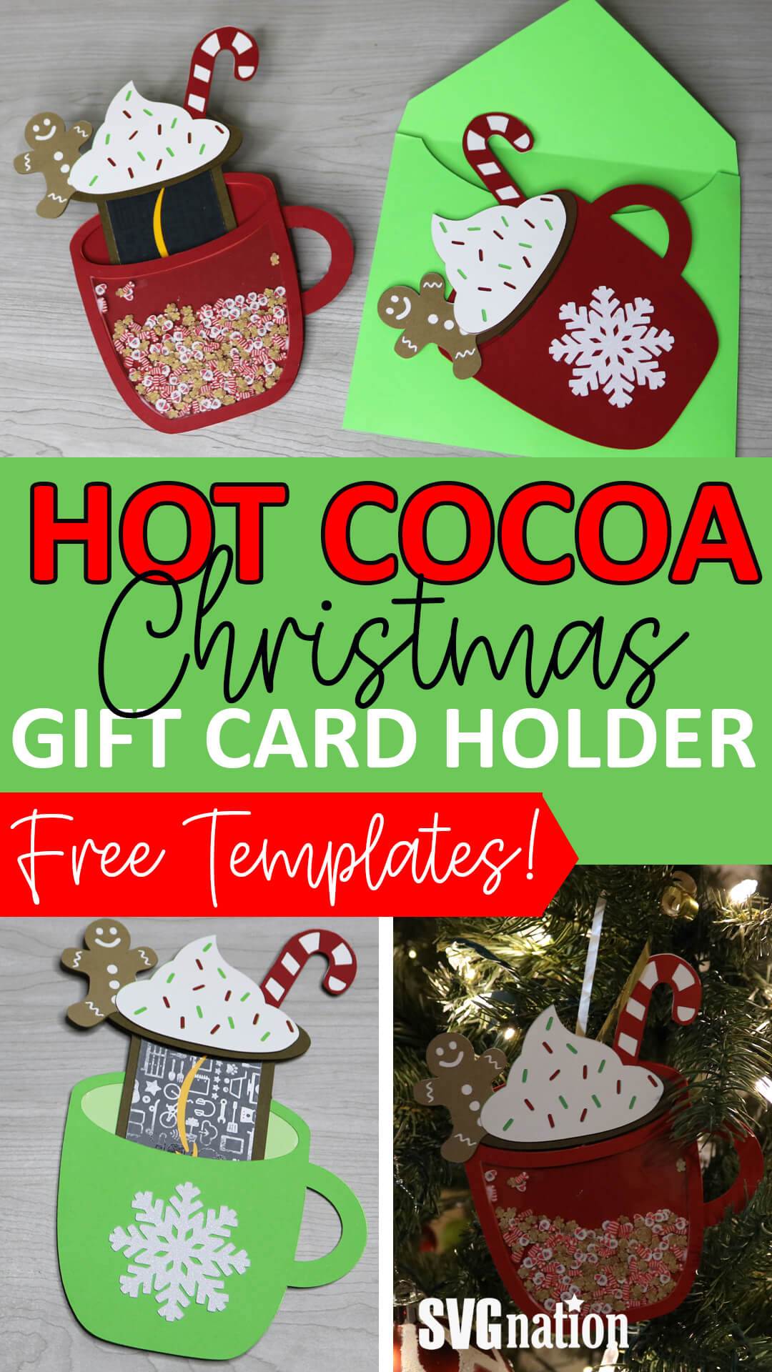 Free Hot Cocoa Christmas Gift Card Holder SVG