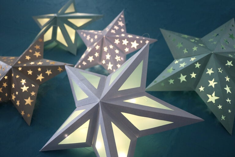 Paper Star Lantern Tutorial with Free 3D Star SVG Templates