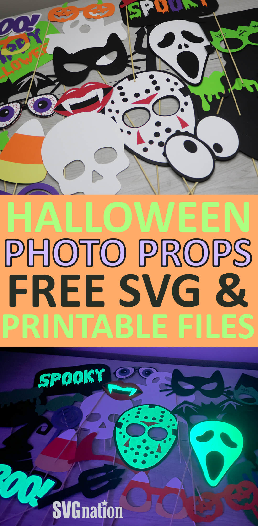 Halloween Photo Booth Props {Free Printable & SVG Cut File}