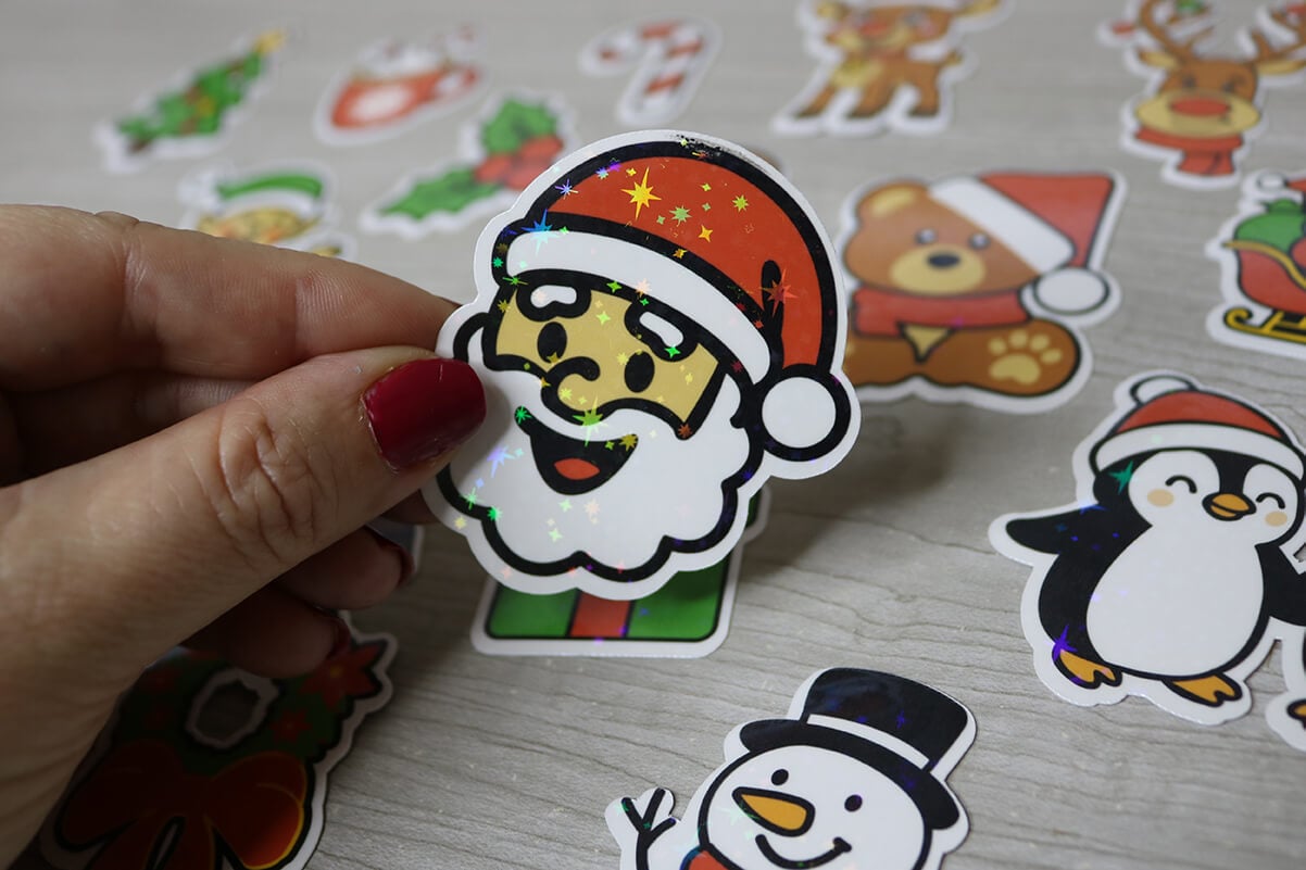 Free Christmas Sticker SVG Files - Make Holographic Stickers!