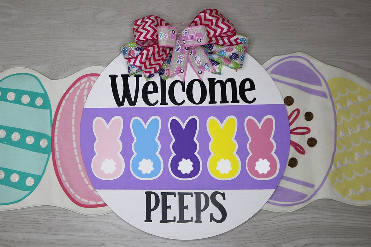 Welcome Peeps Easter Cricut Wood Sign