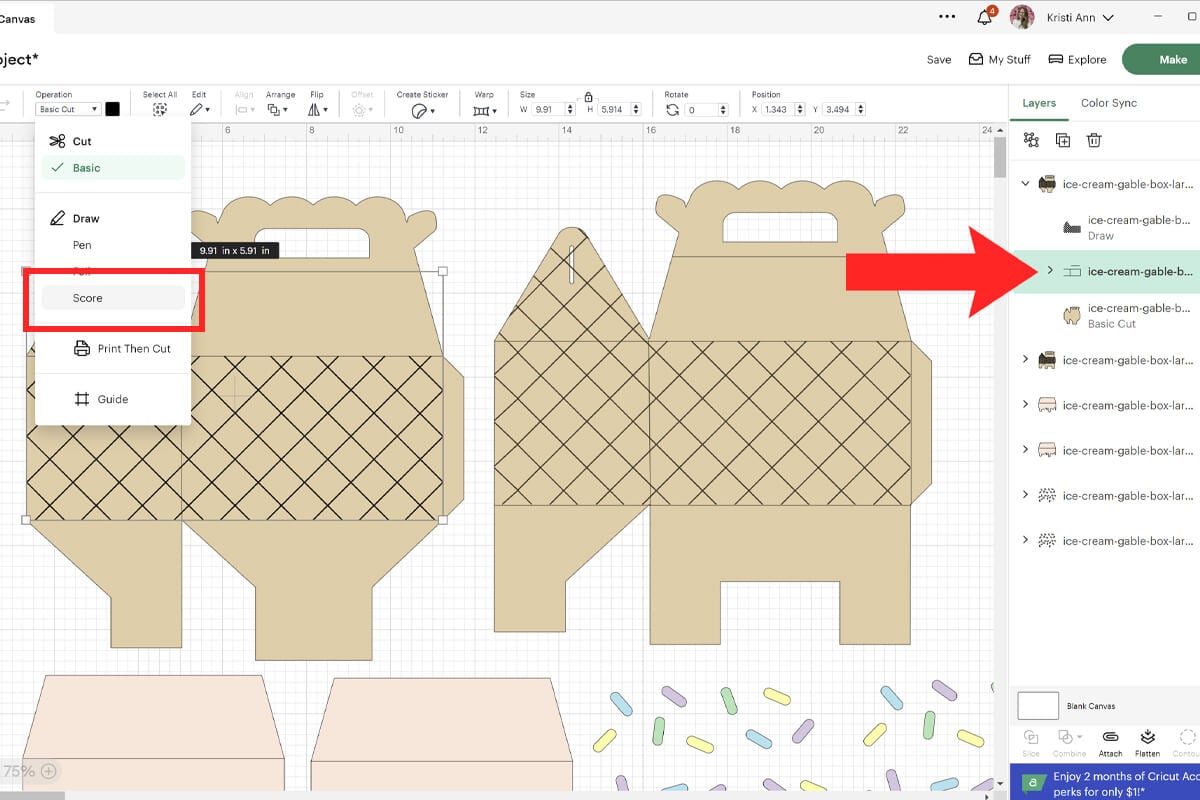 Ice Cream Gable Box Template
