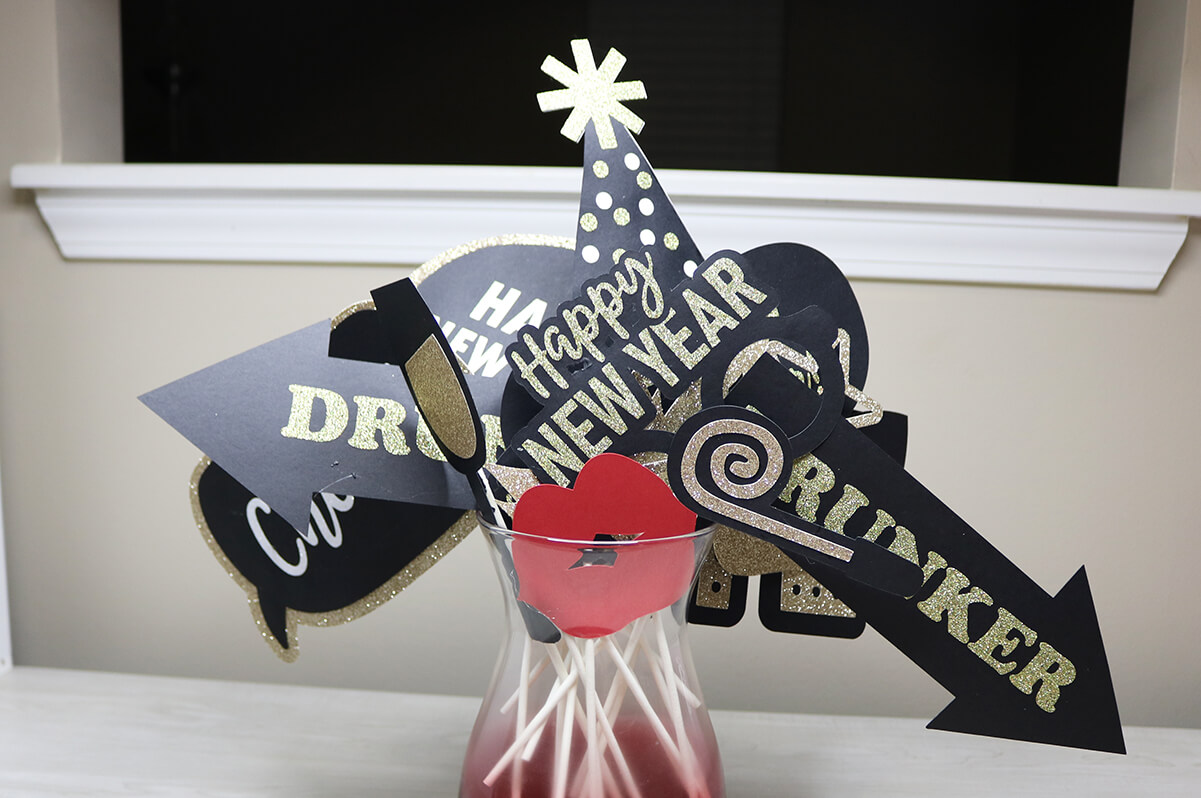 DIY New Year Photo Booth Props with Free SVG Cut Files