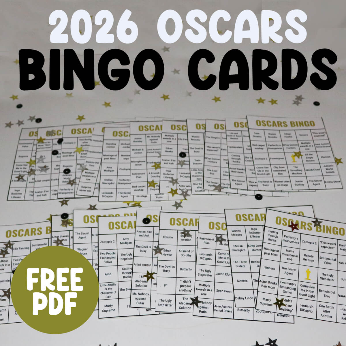 Oscars Bingo Game 2026: Free Printable
