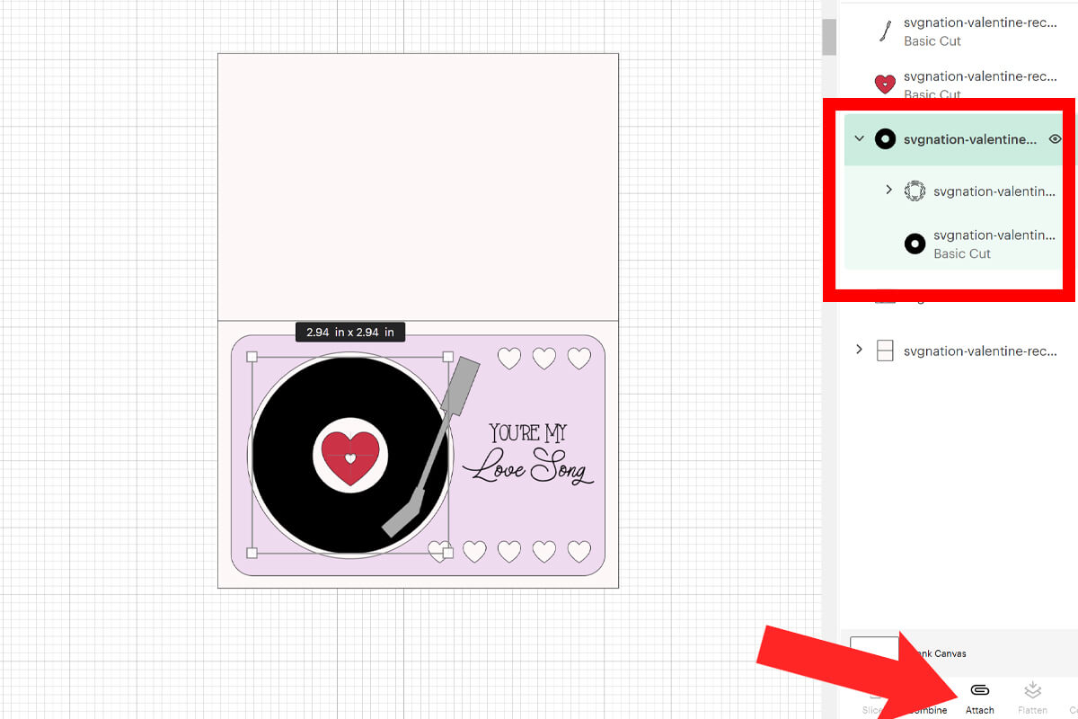 You're My Love Song Vinyl Record Valentine Card - Free SVG